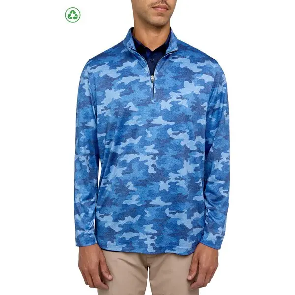 CON.STRUCT Camo Print Performance Quarter Zip - Navy/blue