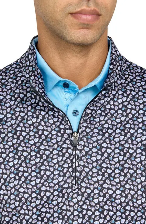 CON.STRUCT Regular Fit Micro Mexi Skull Print Recycled Performance Quarter Zip - Multi