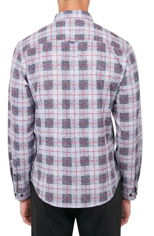 BROOKLYN BRIGADE Plaid Performance Long Sleeve Shirt - Grey
