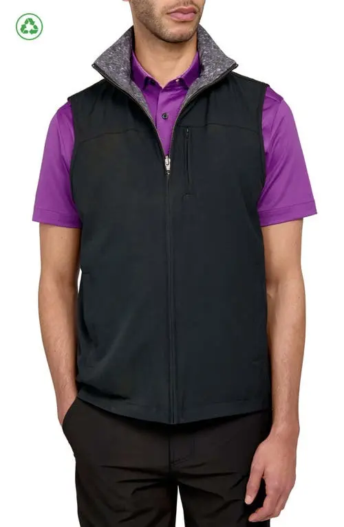 CON.STRUCT Regular Fit Texture Print Recycled Performance Reversible Vest - Black