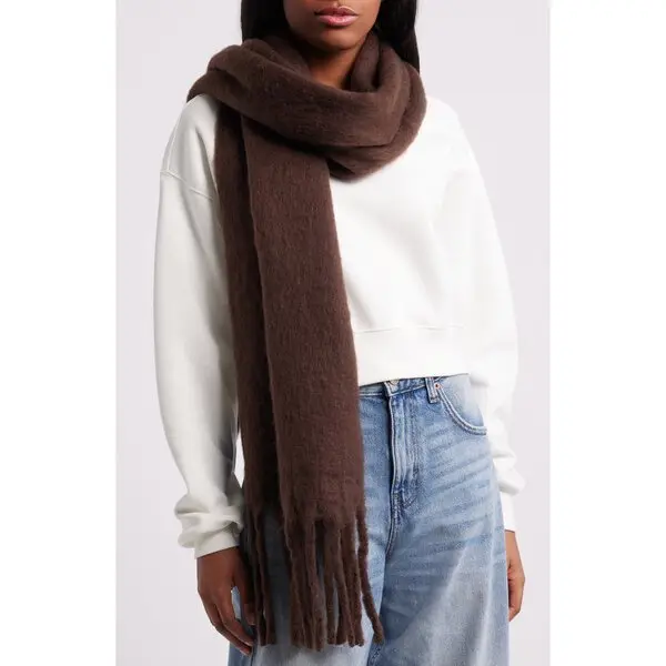 Bp. Fringe Blanket Scarf - Brown Coffee