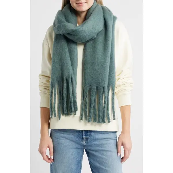 Bp. Fringe Blanket Scarf - Green Balsam