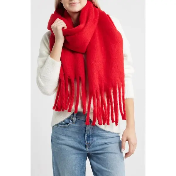 Bp. Fringe Blanket Scarf - Red Salsa