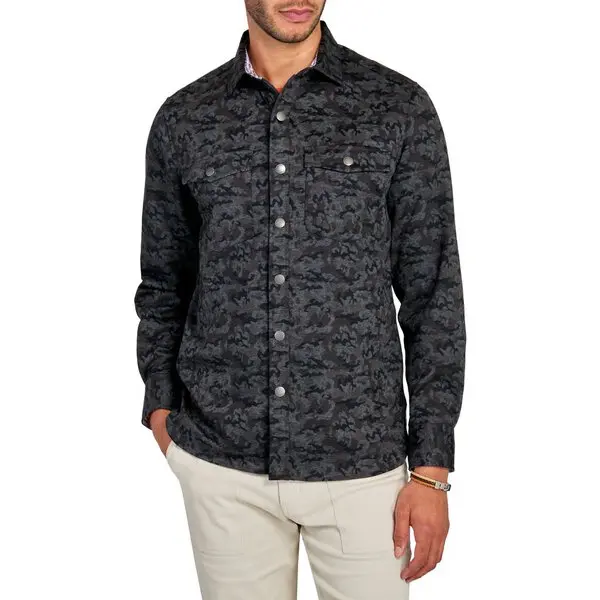BROOKLYN BRIGADE Camo Print Cotton Stretch Shirt Jacket