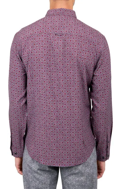 BROOKLYN BRIGADE Slim-fit Medallion Performance Long Sleeve Shirt - Plum