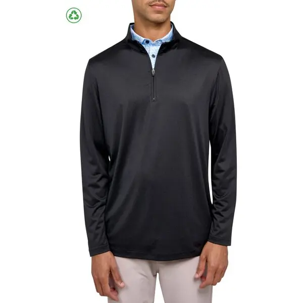 CON.STRUCT Regular Fit Melange Recycled Quarter Zip - Black
