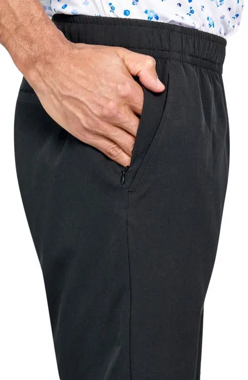 CON.STRUCT Regular Fit Solid Recycled Performance Drawstring Golf Shorts - Black