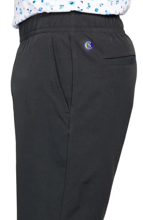 CON.STRUCT Regular Fit Solid Recycled Performance Drawstring Golf Shorts - Black