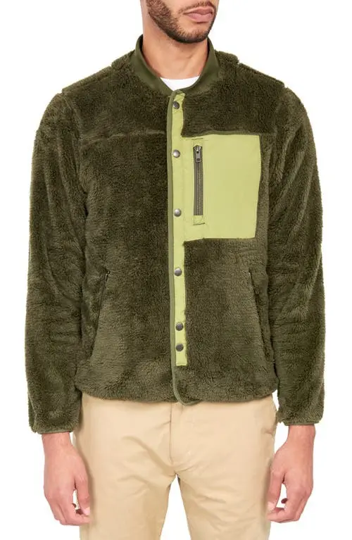 BROOKLYN BRIGADE Solid Fuzzy Jacket - Green