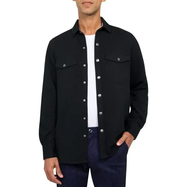 BROOKLYN BRIGADE Otis Solid Waffle Knit Shirt Jacket - Black