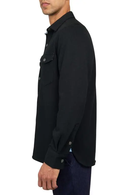 BROOKLYN BRIGADE Otis Solid Waffle Knit Shirt Jacket - Black