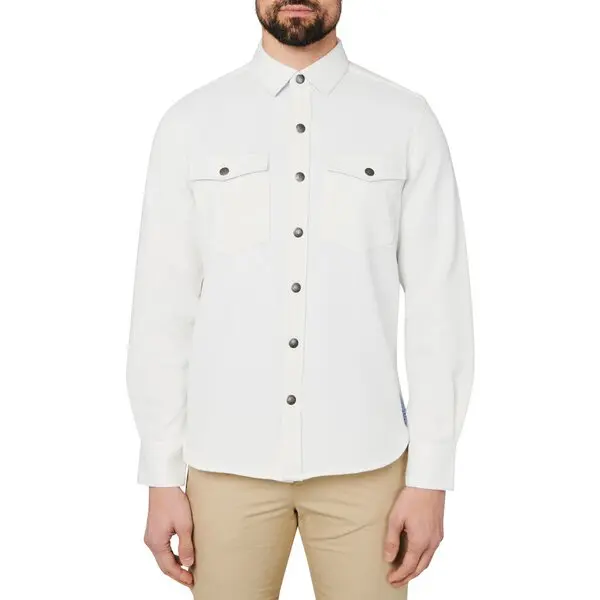 BROOKLYN BRIGADE Solid Waffle Knit Shirt Jacket - White