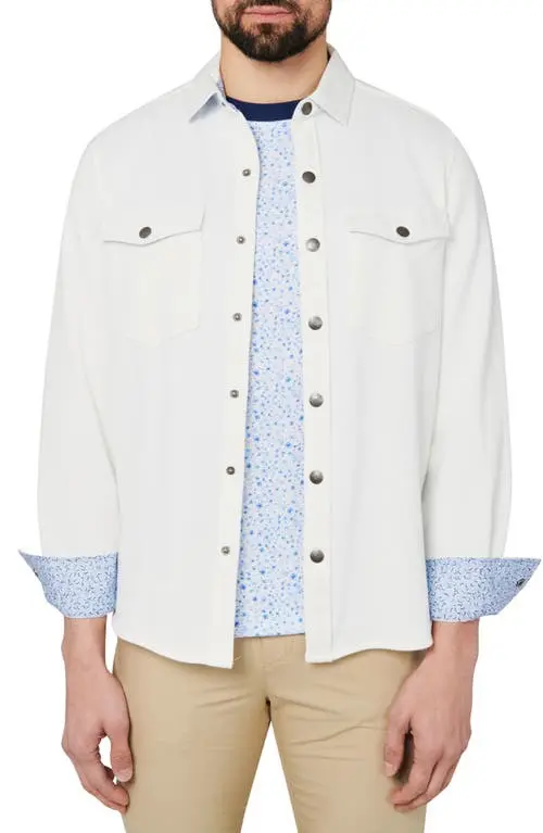 BROOKLYN BRIGADE Solid Waffle Knit Shirt Jacket - White
