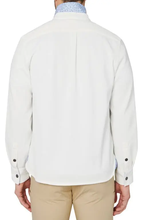 BROOKLYN BRIGADE Solid Waffle Knit Shirt Jacket - White