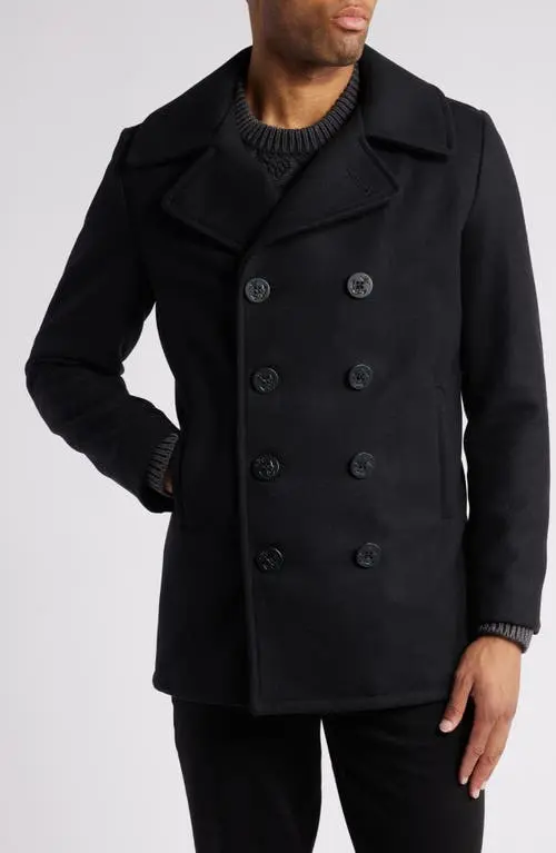SCHOTT Wool-blend Pea Coat - Navy