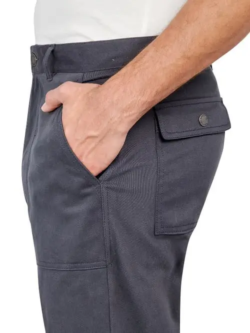 BROOKLYN BRIGADE Slim Fit Cotton Stretch Utility Pants - Ecru