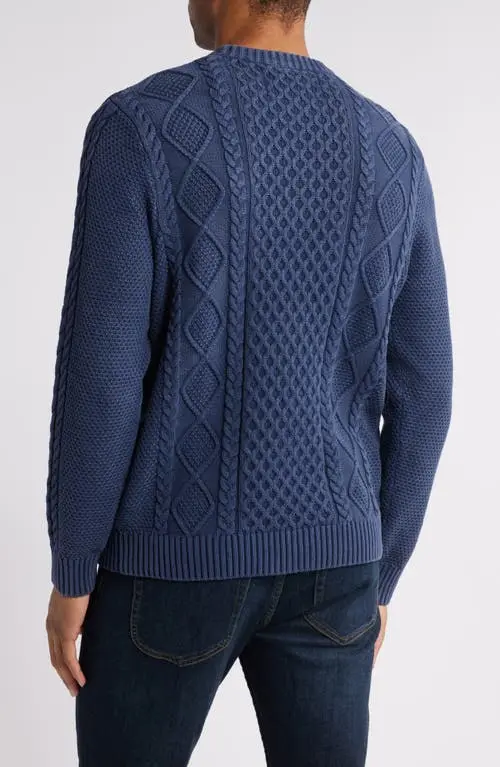 SCHOTT Stonewash Cable Stitch Sweater - Navy