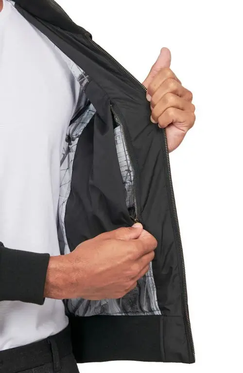 BROOKLYN BRIGADE Solid Water Repellent Bomber Jacket - Black