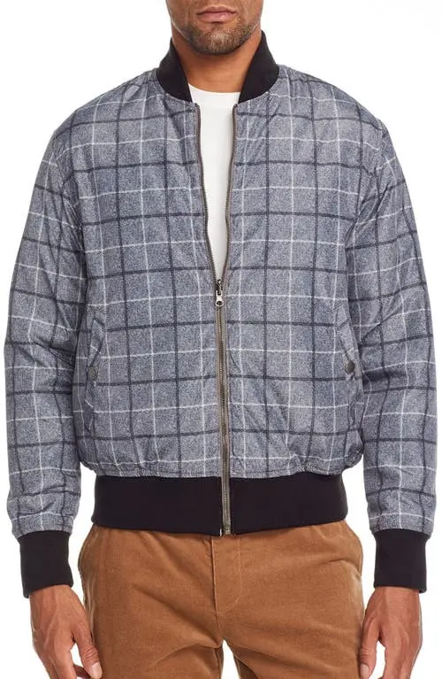 BROOKLYN BRIGADE Herringbone Reversible Bomber Jacket - Black/grey