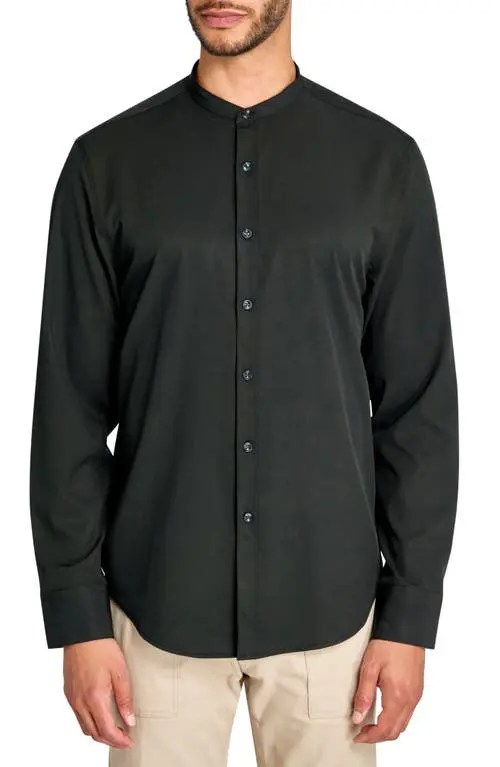BROOKLYN BRIGADE Recycled Performance Stand Collar Shirt - Black