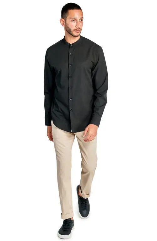 BROOKLYN BRIGADE Recycled Performance Stand Collar Shirt - Black