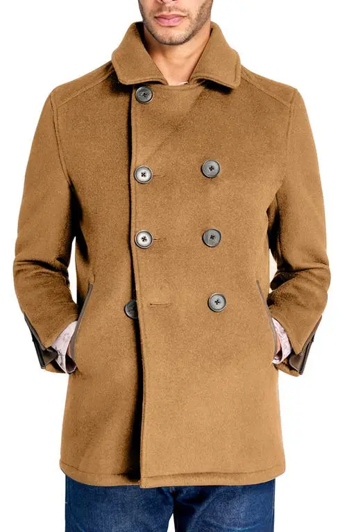 BROOKLYN BRIGADE Wool Blend Double Breasted Pea Coat