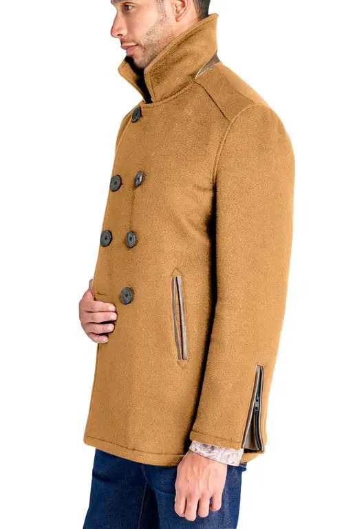 BROOKLYN BRIGADE Wool Blend Double Breasted Pea Coat