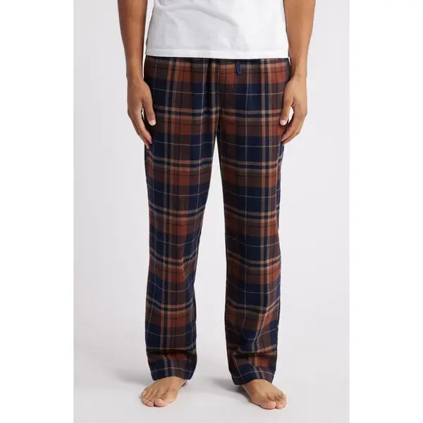 Majestic International Country Flannel Pajama Pants - Navy/ Brown