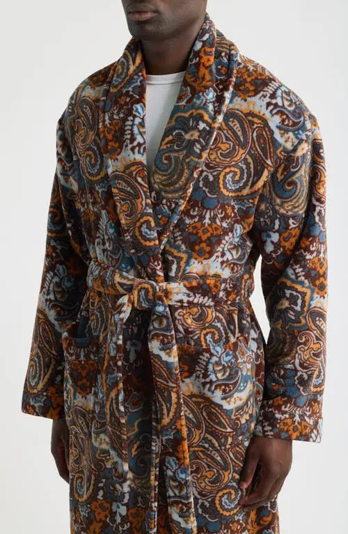 Majestic International High Note Print Plush Shawl Robe