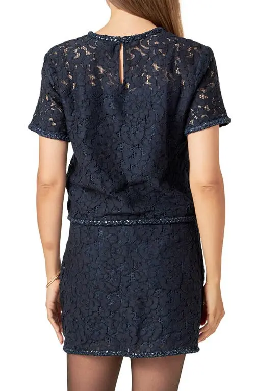 English Factory Lace & Sequin Top