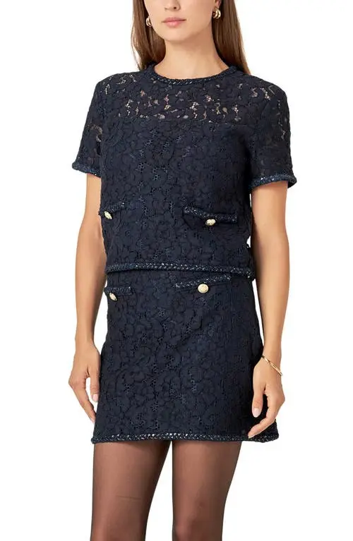 English Factory Lace & Sequin Top