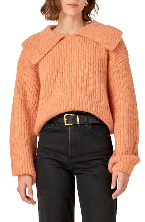 English Factory Collar Chunky Sweater - Peach