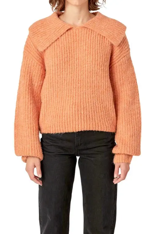 English Factory Collar Chunky Sweater - Peach