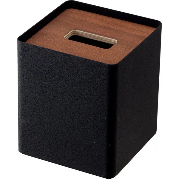 YAMAZAKI Square Tissue Box Case - Walnut