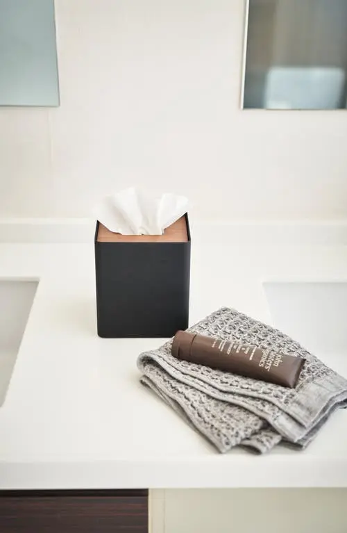 YAMAZAKI Square Tissue Box Case - Walnut