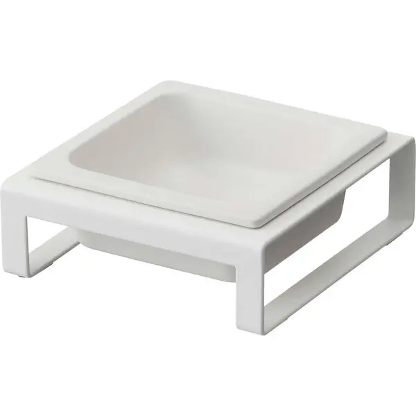 YAMAZAKI Pet Food Bowl & Stand - White