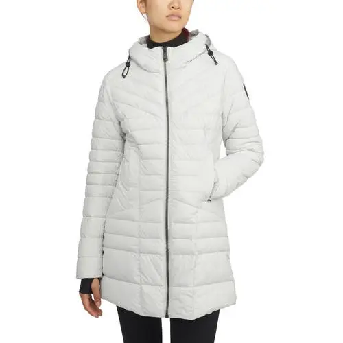 Pajar Cort Lightweight Stretch Hooded Puffer With Reflective Trim - Silver