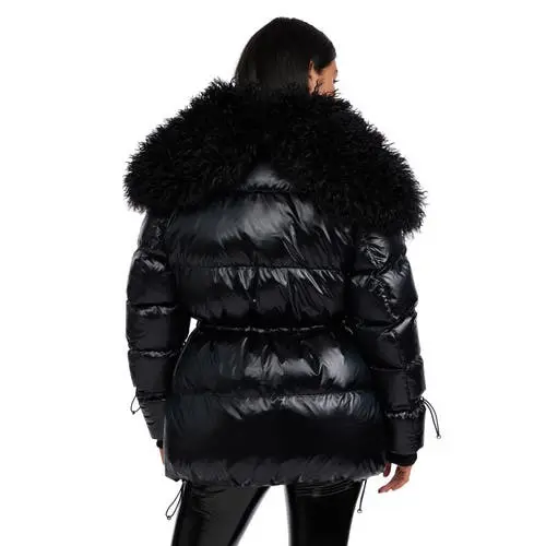 Pajar Electra Mid Puffer With Detachable Shearling Lined Split Hood - Black