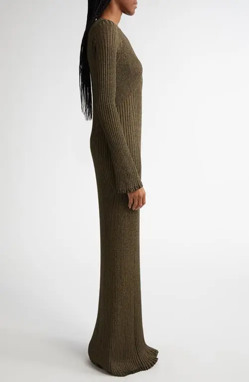 Proenza Schouler Joni Long Sleeve Metallic Rib Sweater Dress In Gold - 79%  Off | Editorialist