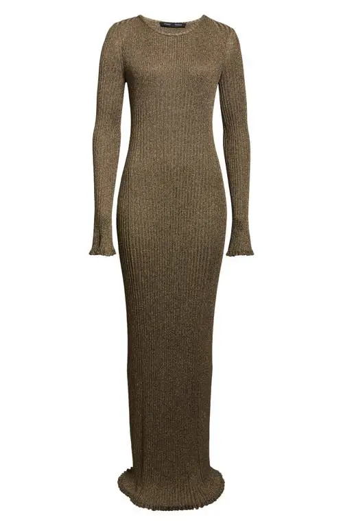slim fit dress slacks Metallic Foil Cable Knit Sweater Dress Gold / Medium main image 0