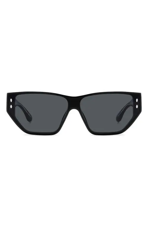 Isabel Marant 66mm Oversized Angular Sunglasses - Black/ Grey