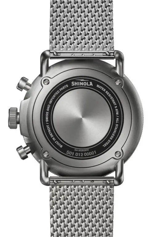 Shinola Canfield Chronograph Mesh Strap Watch - Blue