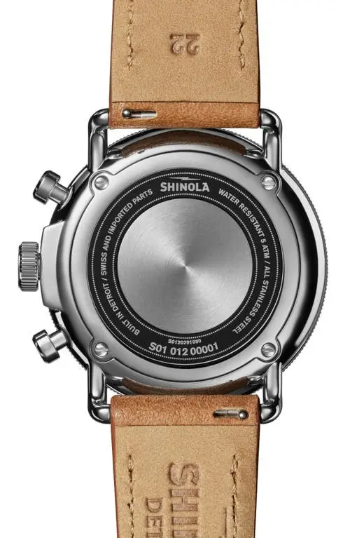 Shinola Canfield Chronograph Leather Strap Watch - Blue