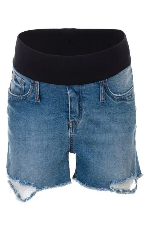 PIETRO BRUNELLI Distressed Denim Shorts - Medium Blue