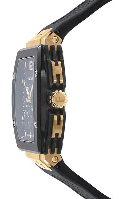 FERRAGAMO F-80 Tonneau Chronograph Strap Watch