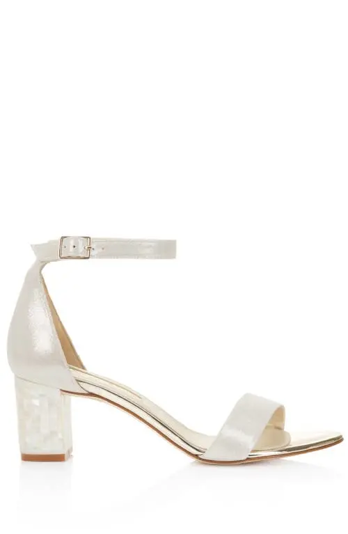 FREYA ROSE Martene Midi Ankle Strap Pearl Heel Sandal - Champagne