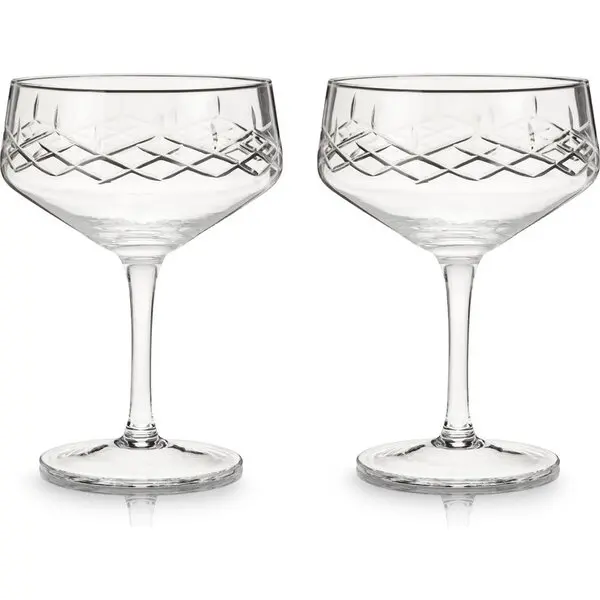 VISKI Admiral Crystal Coupe Glasses Set Of 2 - Clear