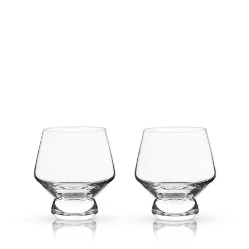 VISKI Raye Footed Crystal Punch Cups Set Of 2 - Clear