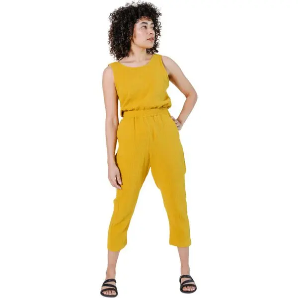 POPLINEN Organic Cotton Gauze Jumpsuit - Golden