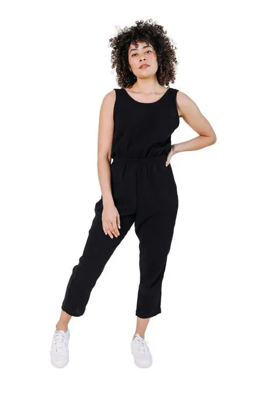 POPLINEN Jameela Organic Cotton Gauze Jumpsuit - Black